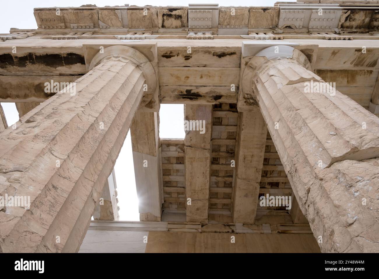 Detail of the Propylaia, a classical Greek Doric building that served ...