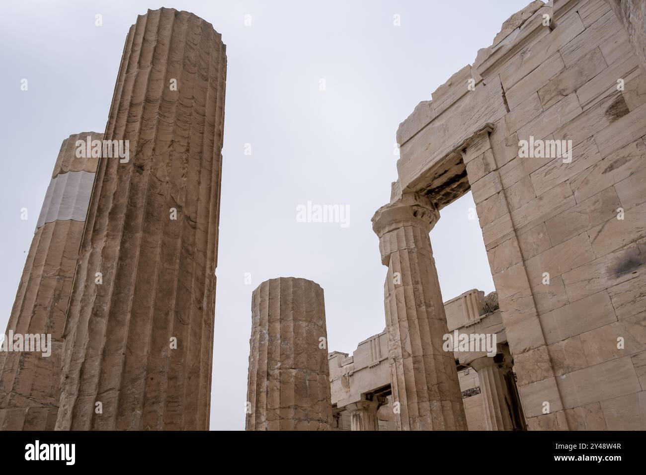Detail of the Propylaia, a classical Greek Doric building that served ...