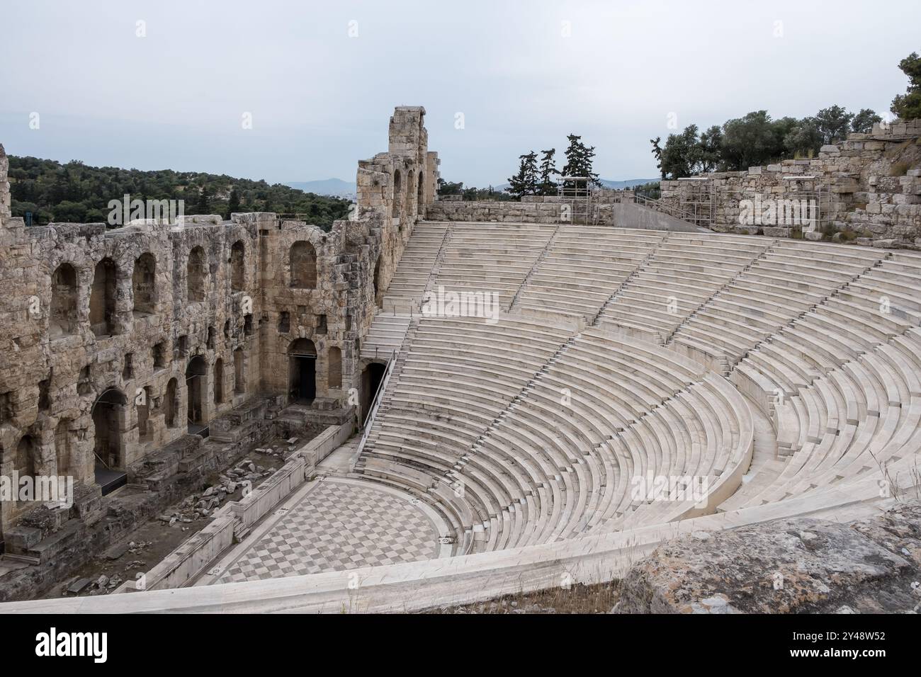 View of the Theatre of Dionysus, an ancient Greek theatre built on the south slope of the ...