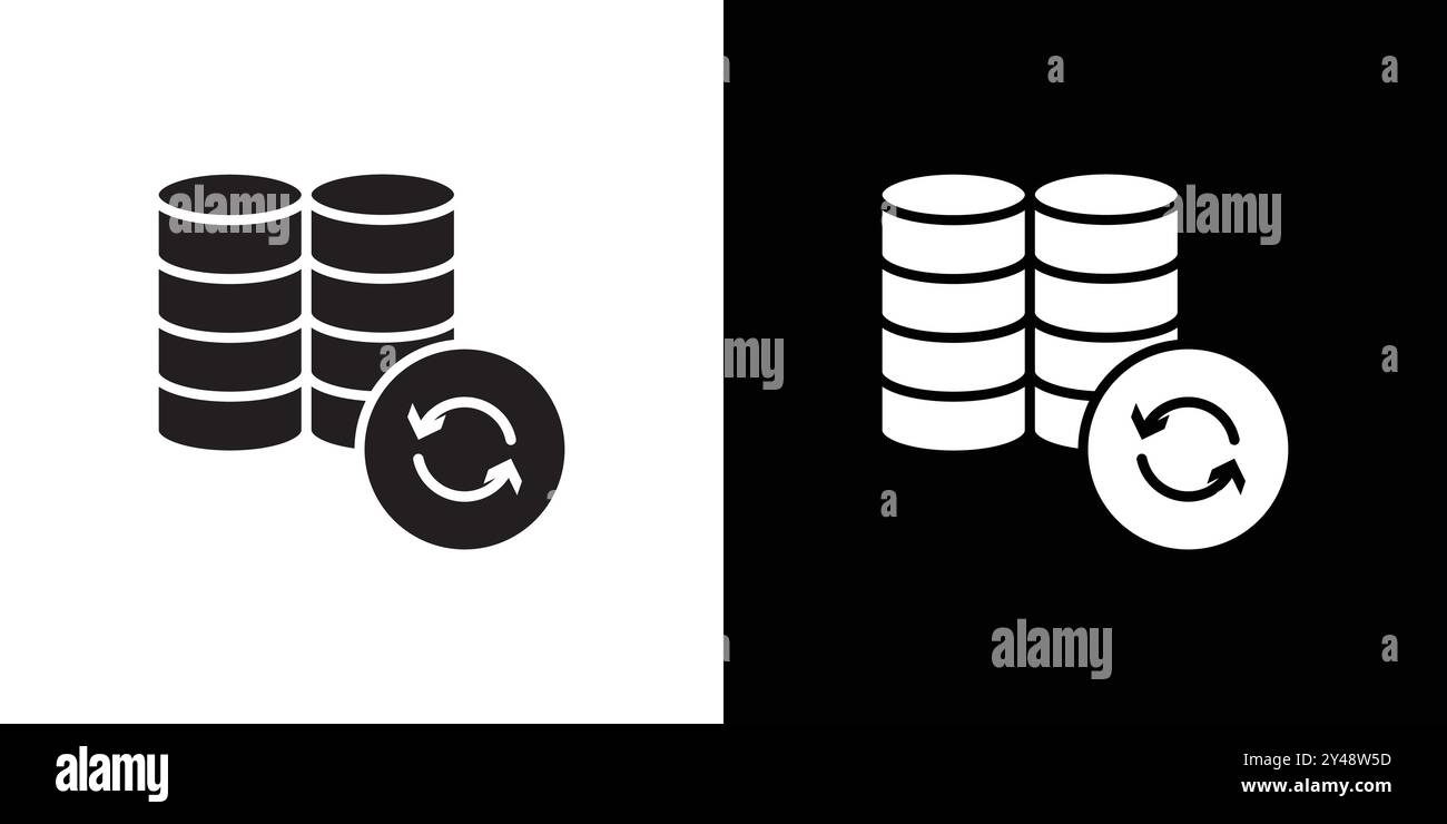 Data Recovery icon Black line art vector in black and white outline set ...
