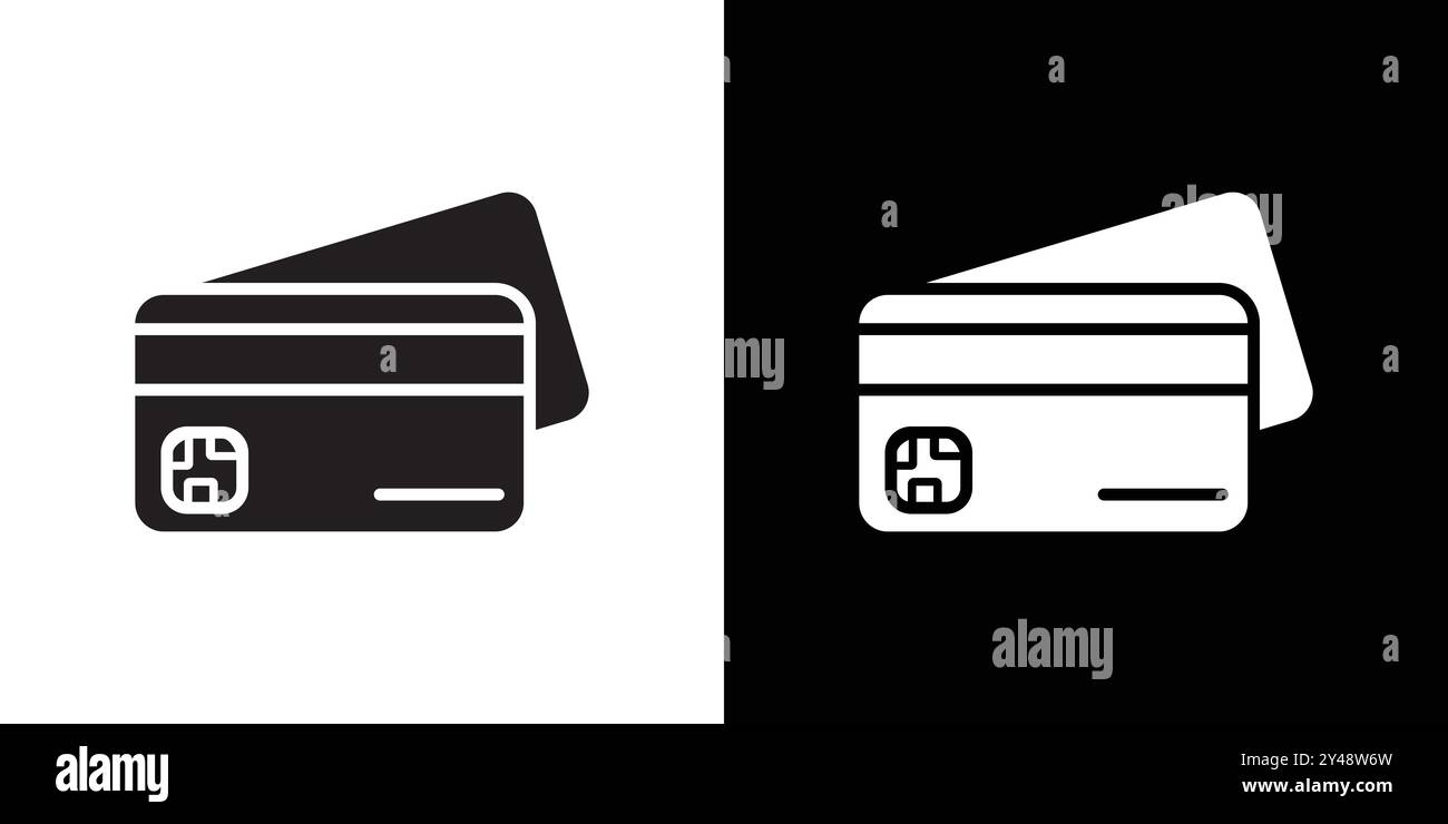 Credit card icon Black line art vector in black and white outline set ...