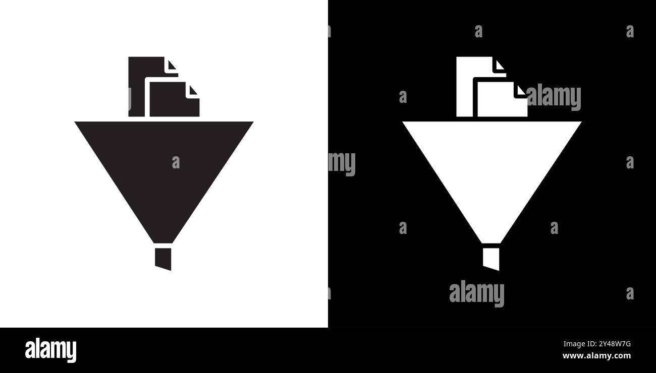 Data filtering icon Black line art vector in black and white outline ...