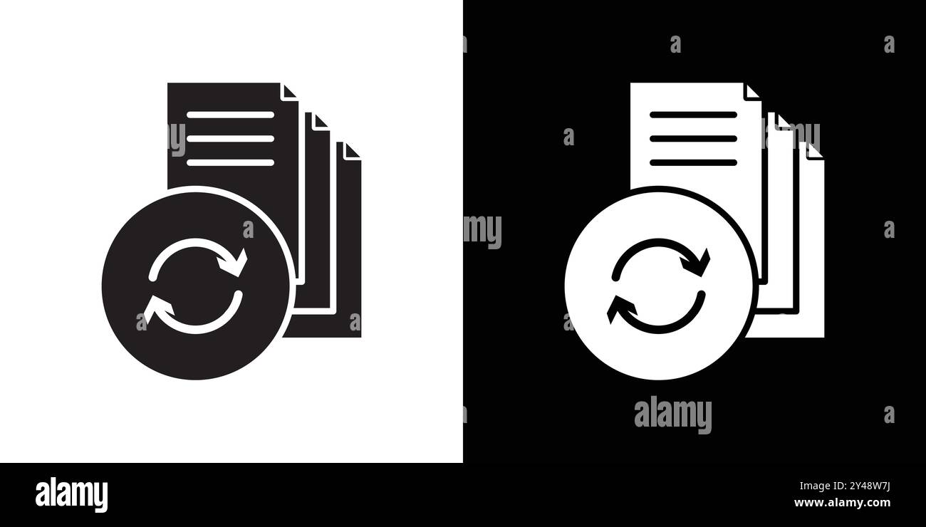 Data Recovery icon Black line art vector in black and white outline set ...