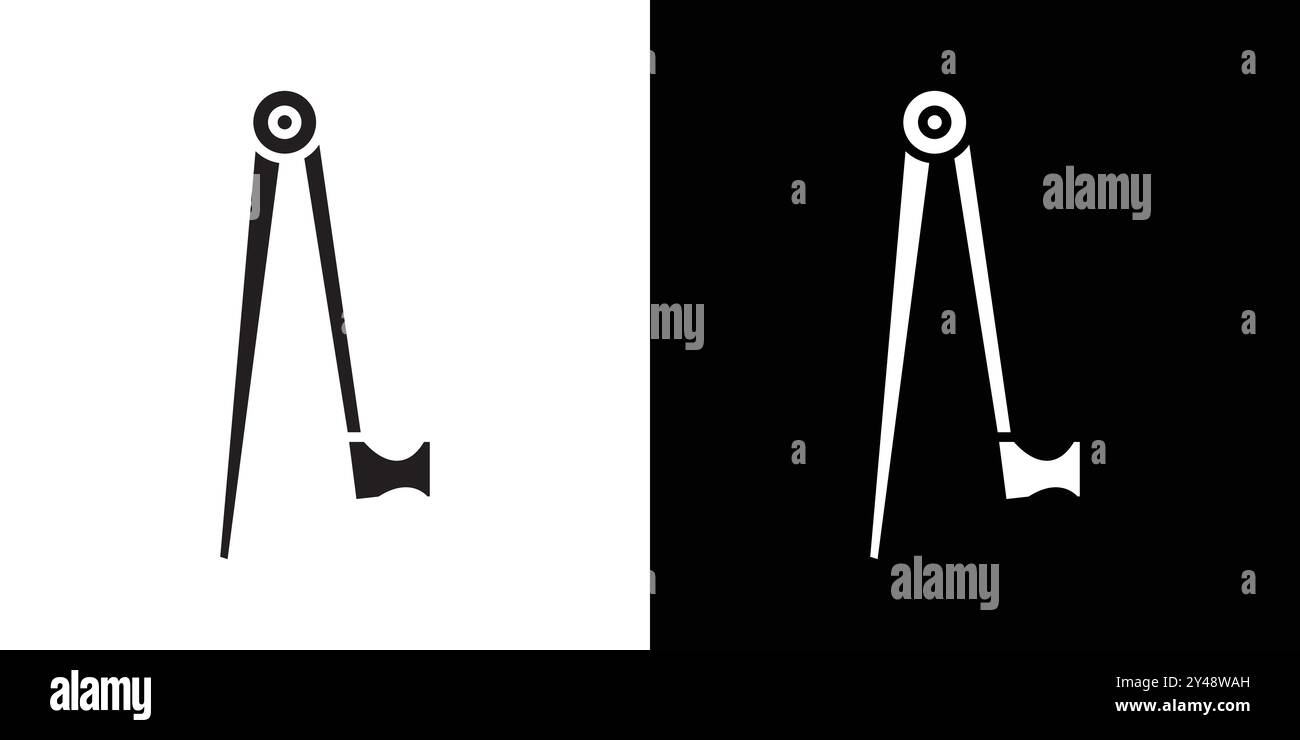geometric compass icon Black line art vector in black and white outline ...