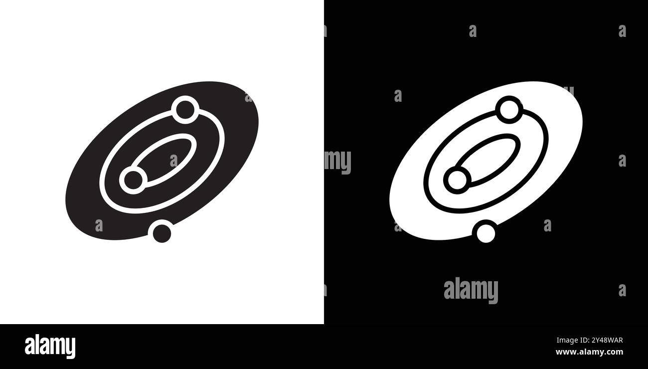 Galaxy icon Black line art vector in black and white outline set ...