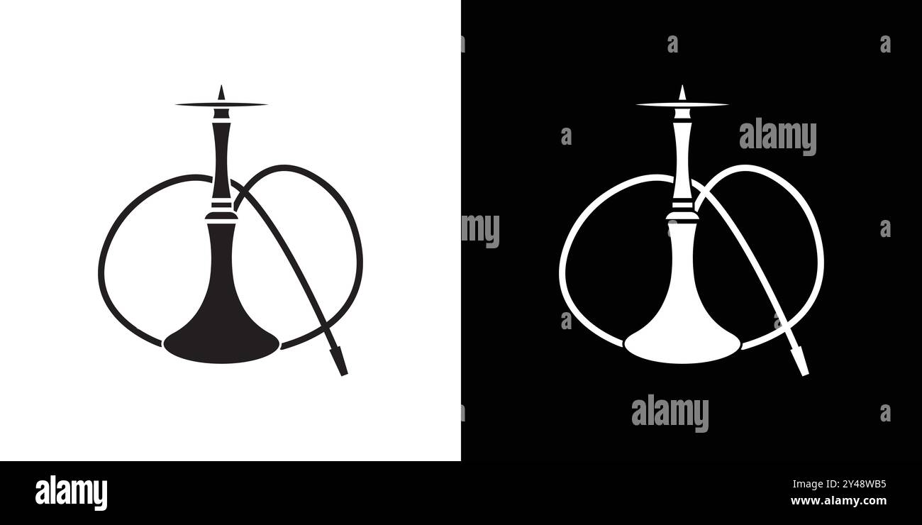 Hookah icon Black line art vector in black and white outline set ...