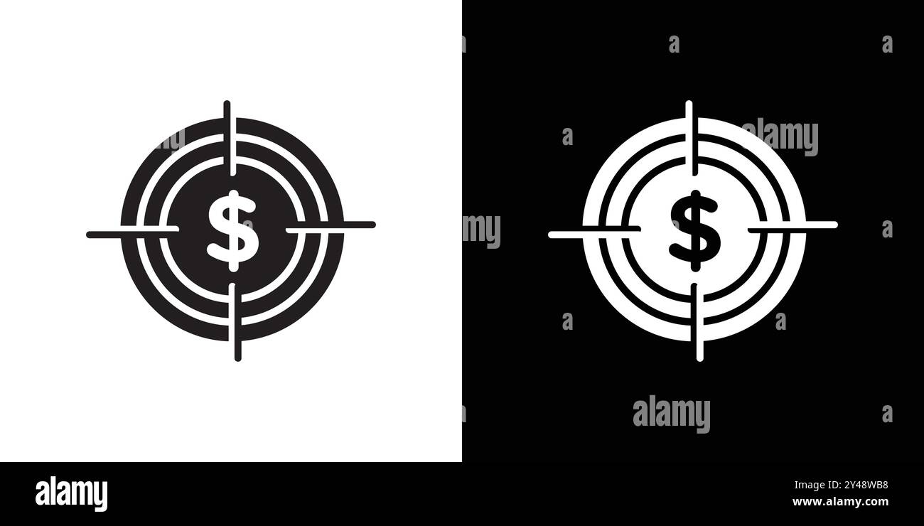 Funds hunting icon Black line art vector in black and white outline set ...