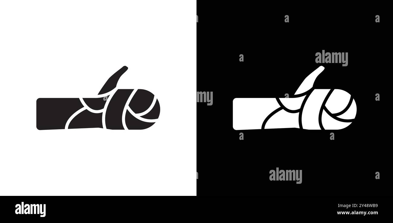 hand accident icon Black line art vector in black and white outline set ...