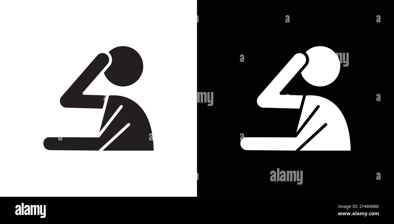 helpless human icon Black line art vector in black and white outline ...