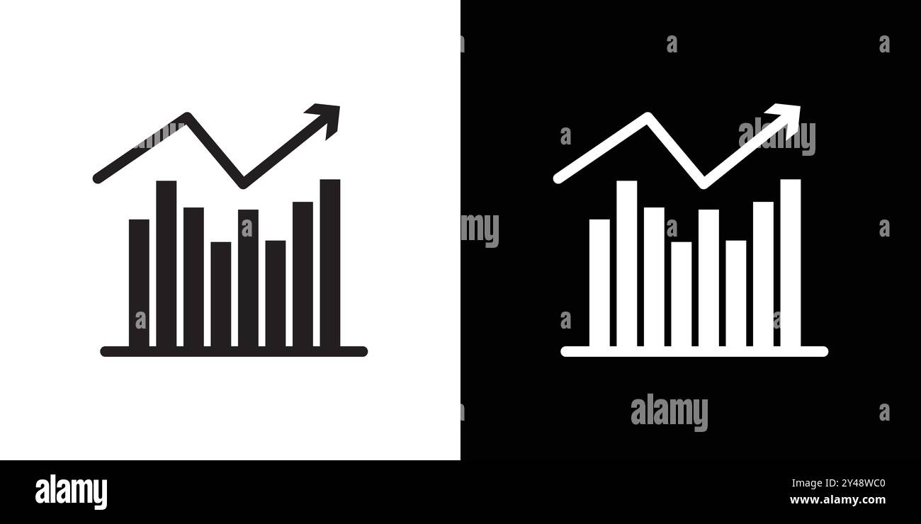 graph chart icon Black line art vector in black and white outline set ...