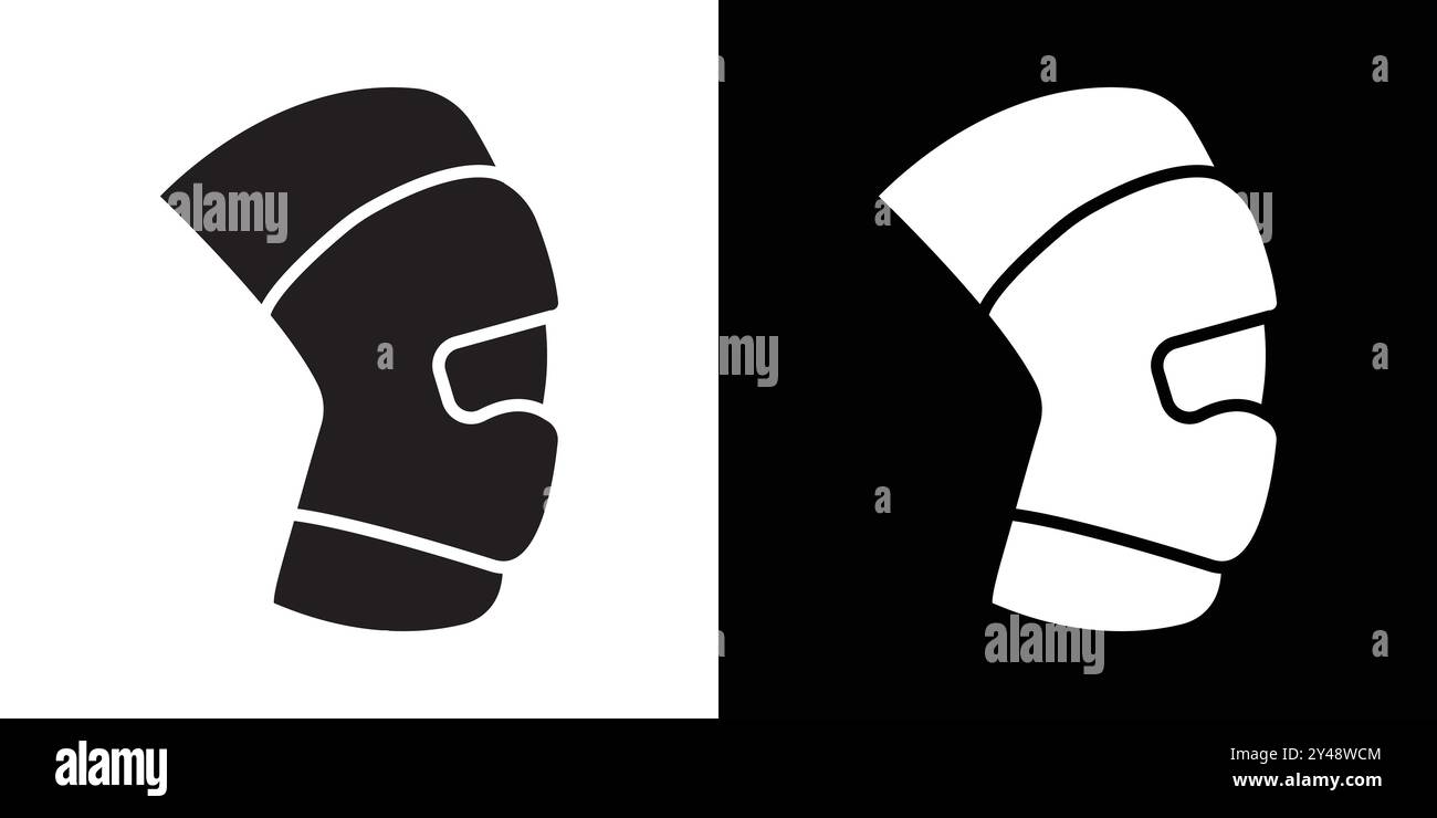 Knee Orthopedic Brace icon Black line art vector in black and white ...