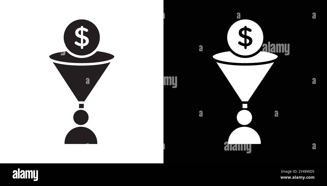 lead conversion icon Black line art vector in black and white outline set collection sign Stock ...