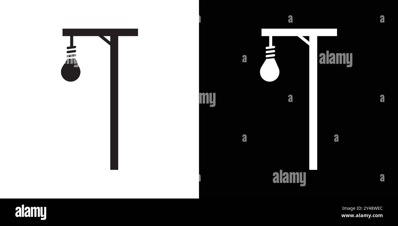 gallows icon Black line art vector in black and white outline set ...