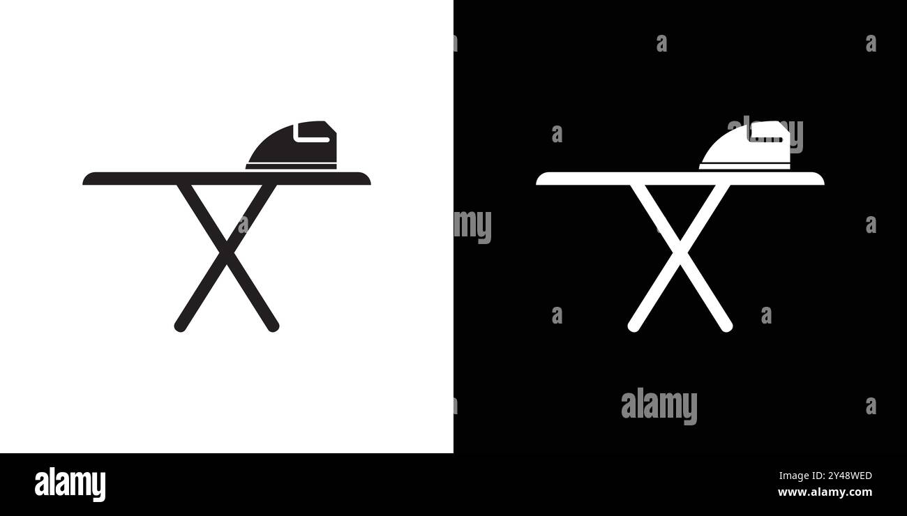 ironing table icon Black line art vector in black and white outline set collection sign Stock ...