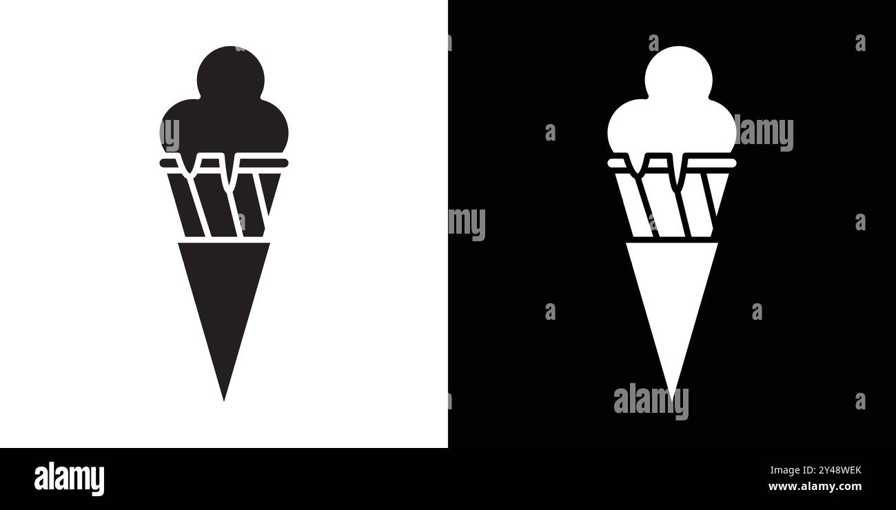 Gelato ice cream icon Black line art vector in black and white outline ...