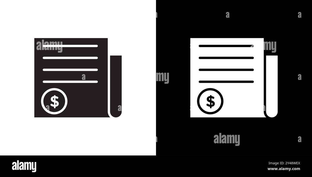 Invoice icon Black line art vector in black and white outline set ...