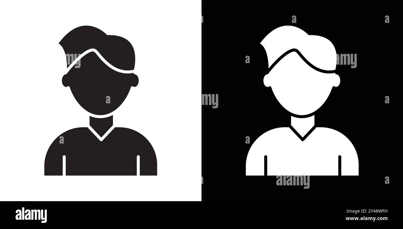 Man icon Black line art vector in black and white outline set ...