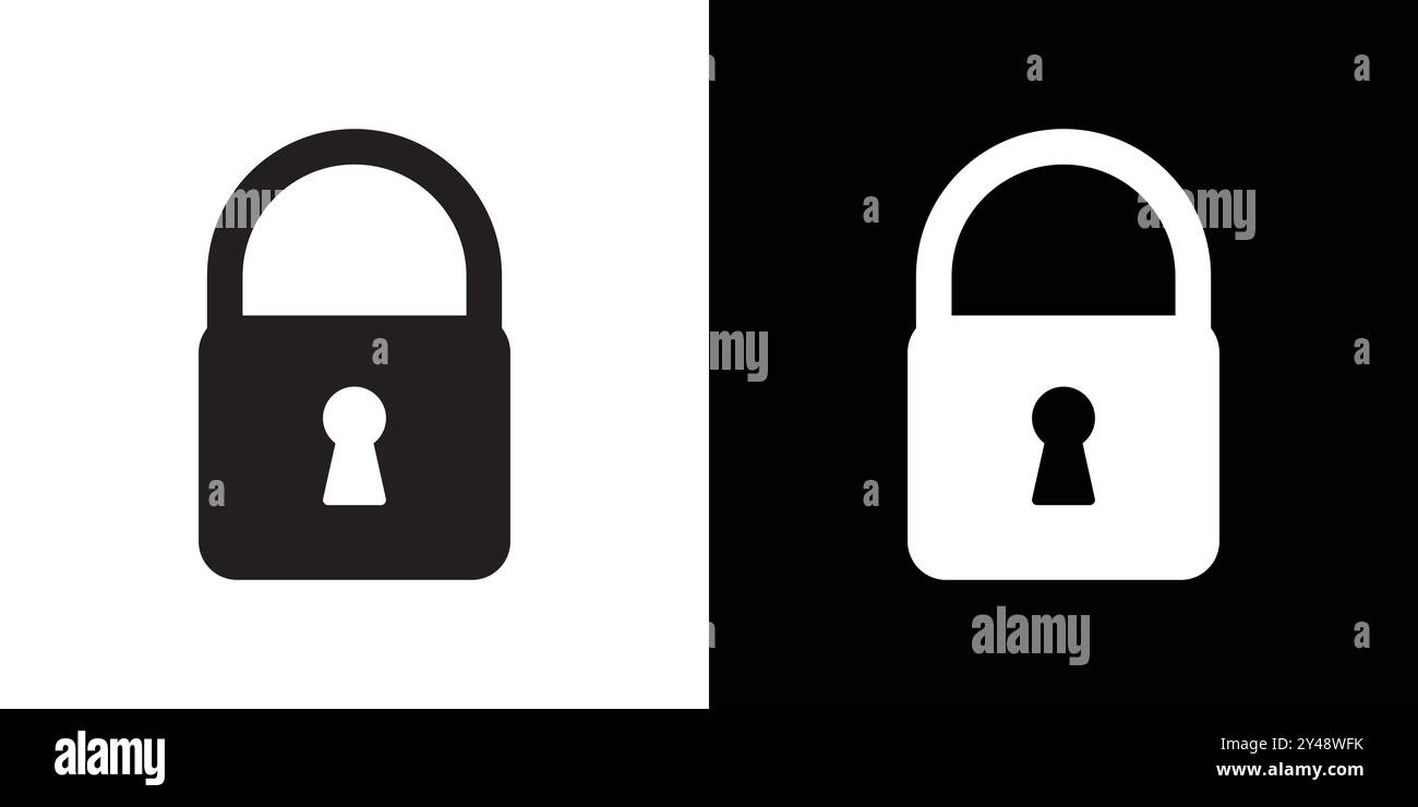 Lock icon Black line art vector in black and white outline set ...
