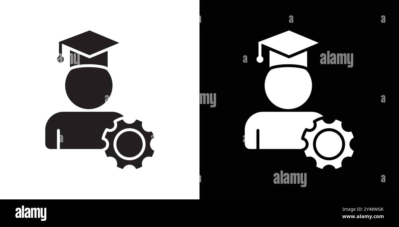 Engineering education icon Black line art vector in black and white ...