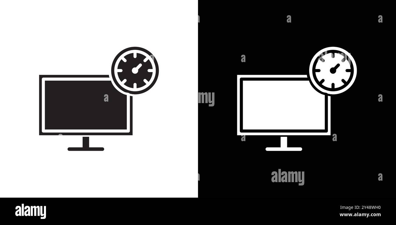 Network speed test icon Black line art vector in black and white ...