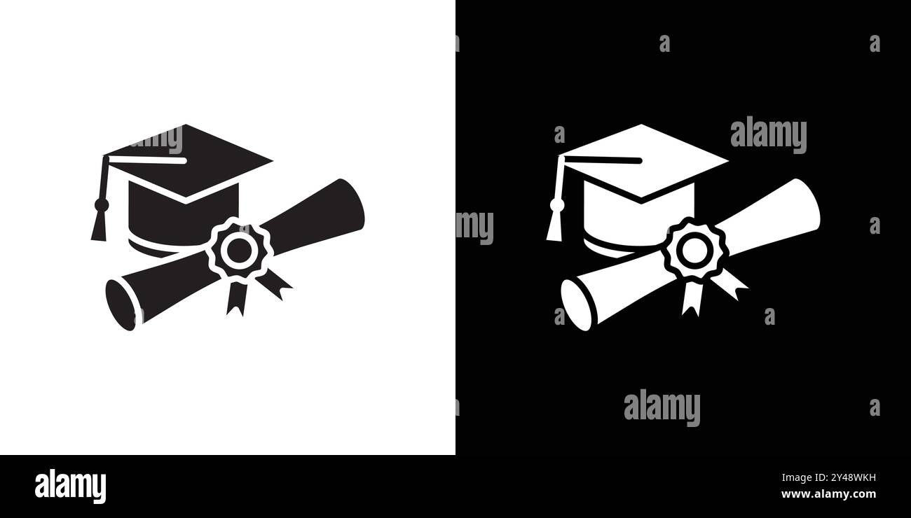 Graduation ceremony icon Black line art vector in black and white ...