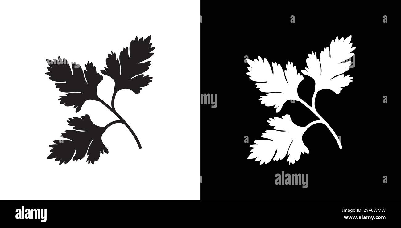 Parsley icon Black line art vector in black and white outline set ...