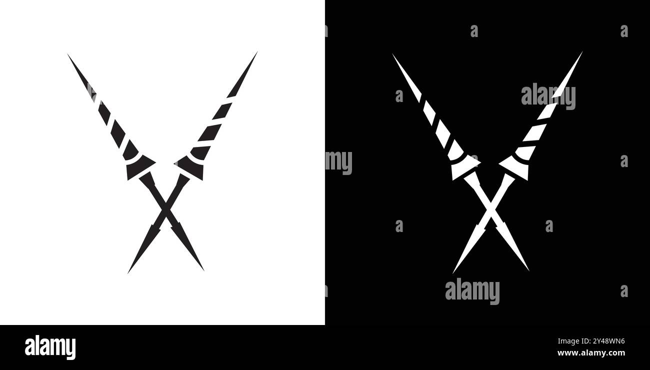 lance icon Black line art vector in black and white outline set ...