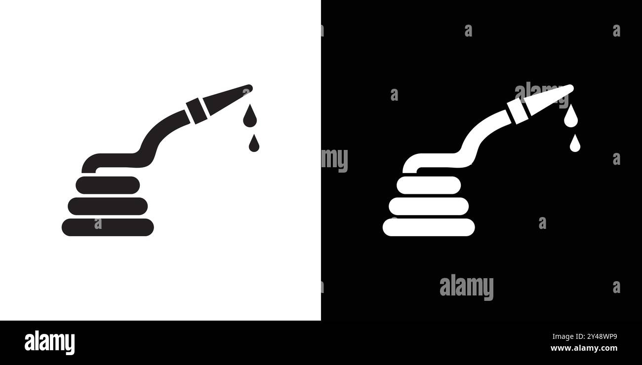 garden hose icon Black line art vector in black and white outline set ...