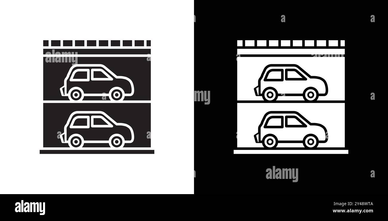 Multi Storey Parking icon Black line art vector in black and white ...