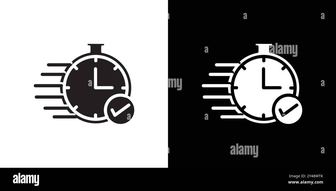 Quick approval icon Black line art vector in black and white outline ...