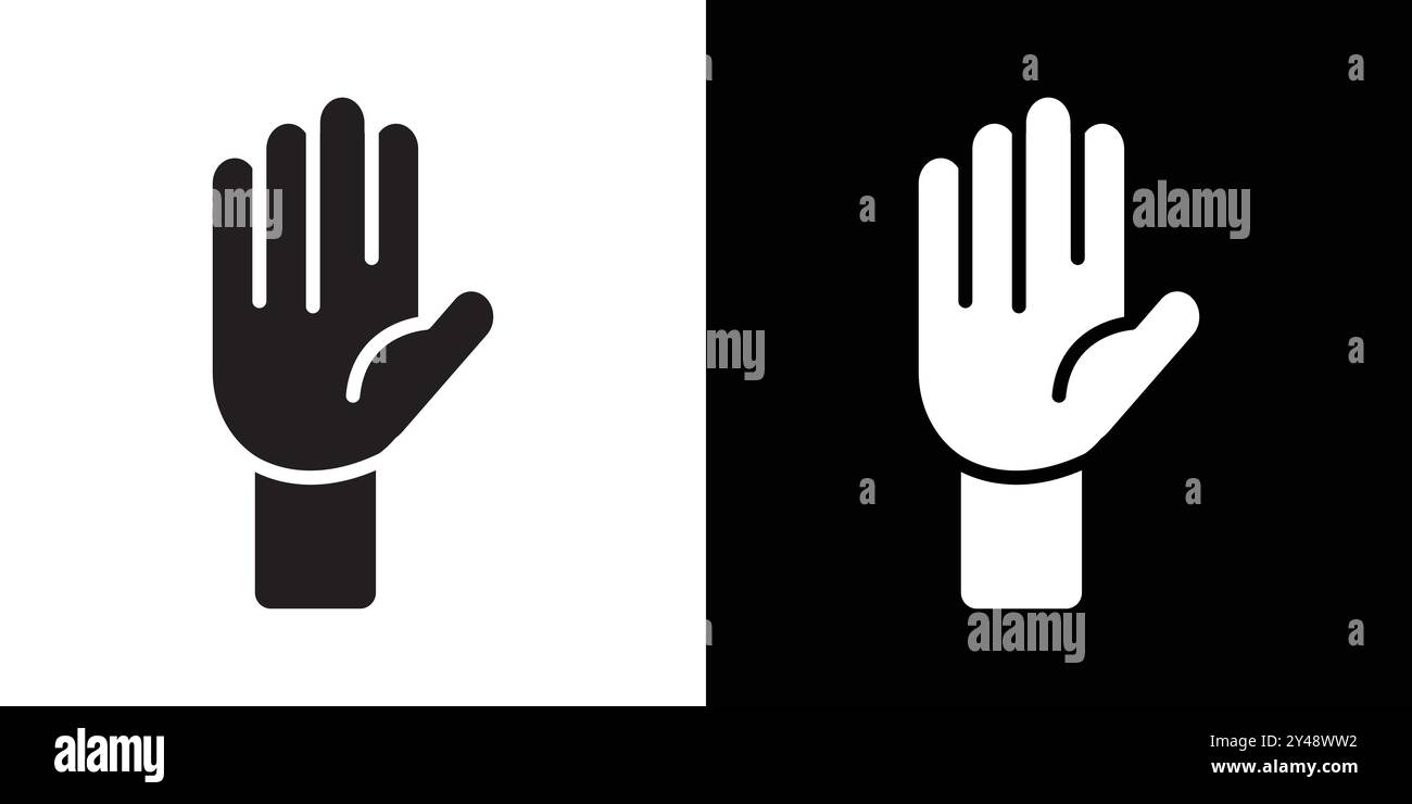 Hand icon Black line art vector in black and white outline set ...