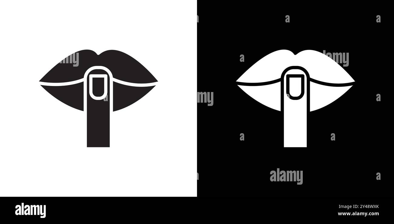 Please do quite pssst icon Black line art vector in black and white ...