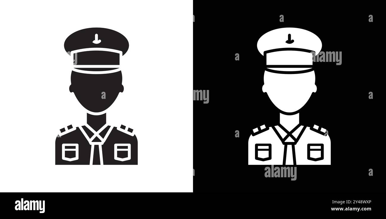 Male chief officer icon Black line art vector in black and white ...