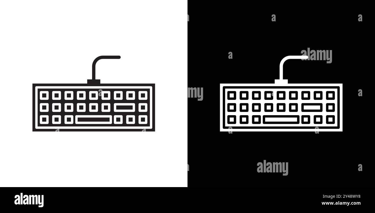 Keyboard icon Black line art vector in black and white outline set ...