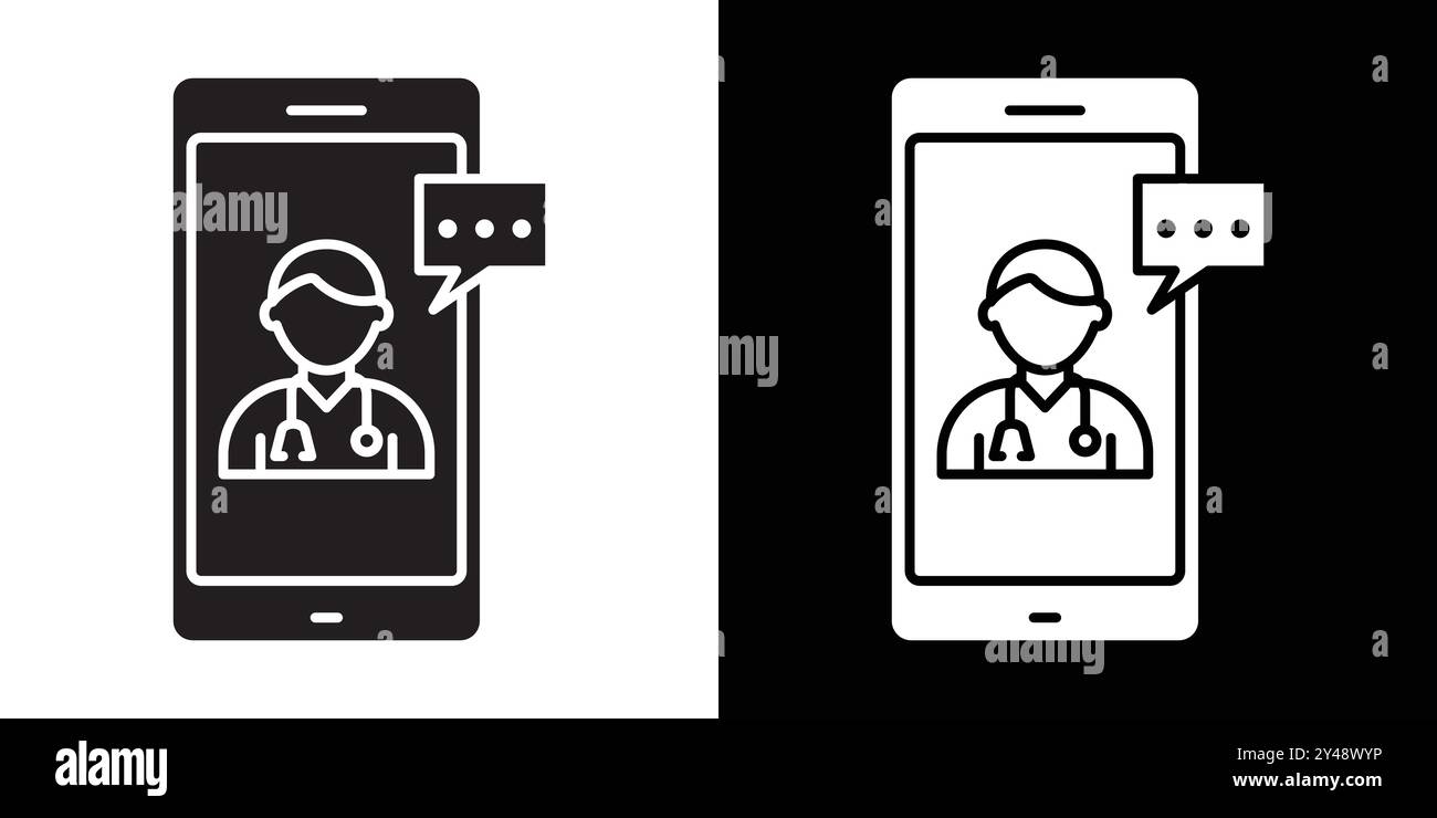 online medical consultation icon Black line art vector in black and ...