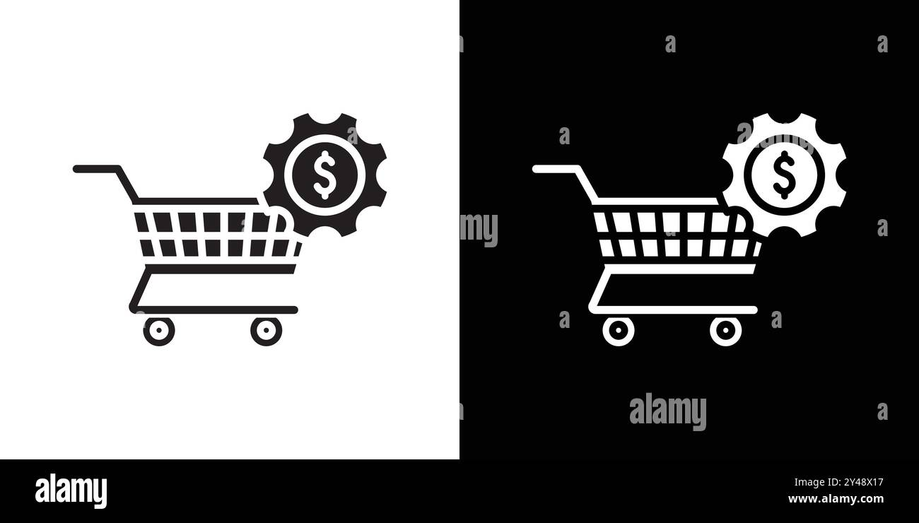 Procurement icon Black line art vector in black and white outline set ...