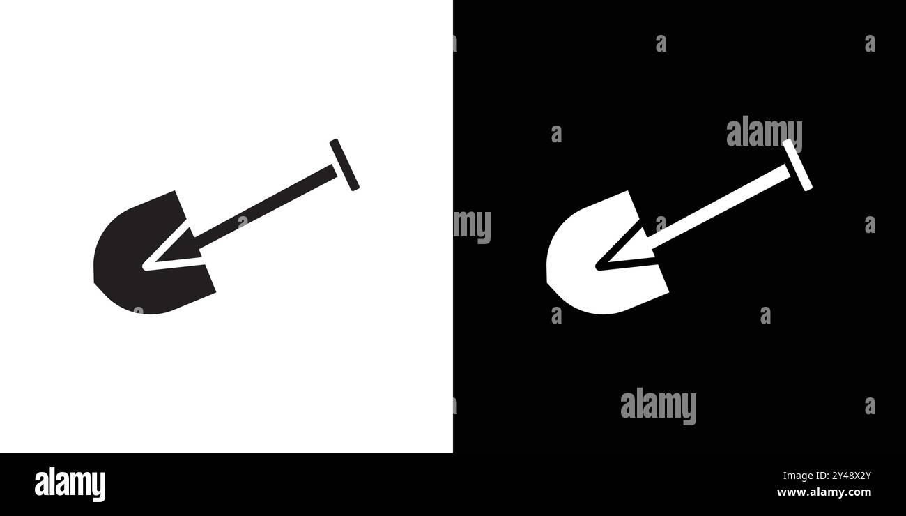 Short spade icon Black line art vector in black and white outline set ...
