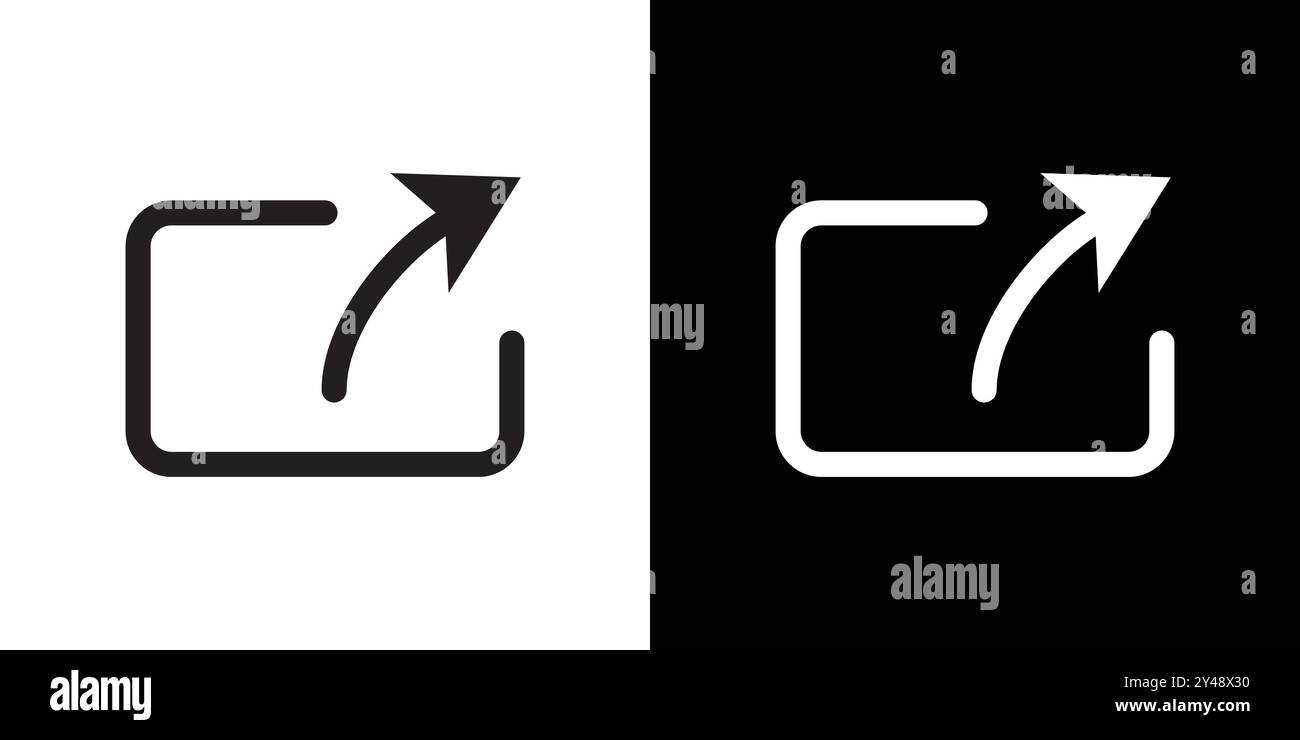 share icon Black line art vector in black and white outline set ...
