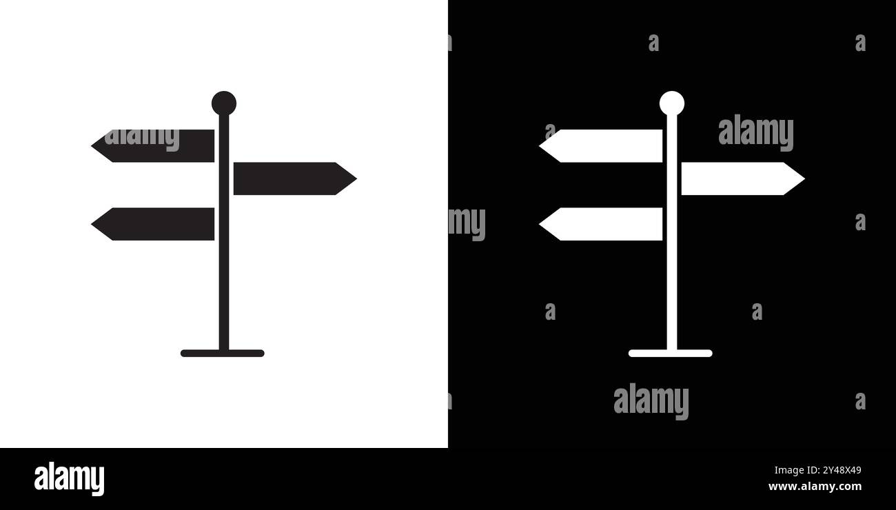 signpost icon Black line art vector in black and white outline set ...