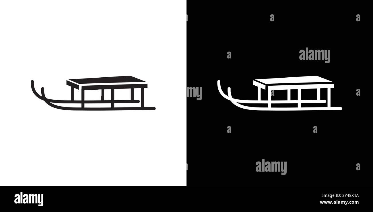 Sled icon vector line logo mark or symbol set collection outline style ...