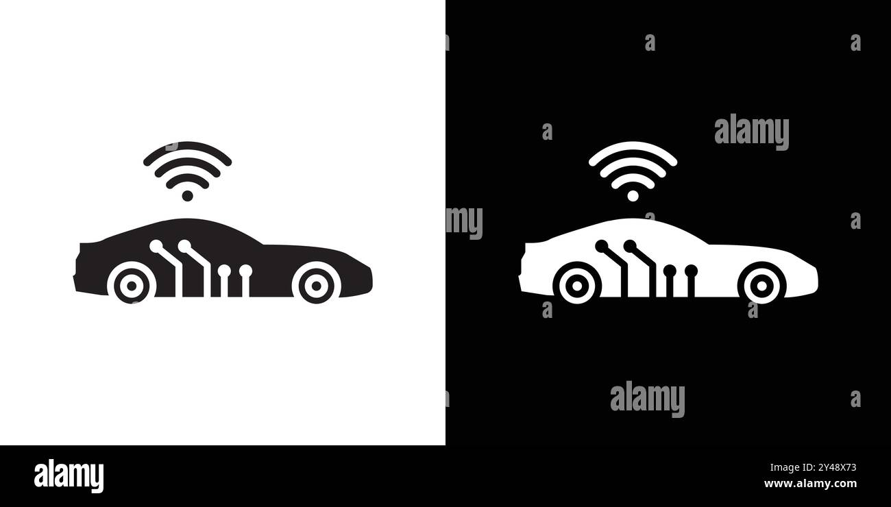 Smart car icon Black line art vector in black and white outline set ...