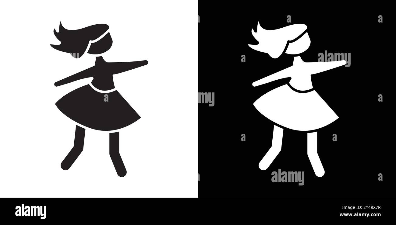 woman dancing icon Black line art vector in black and white outline set ...