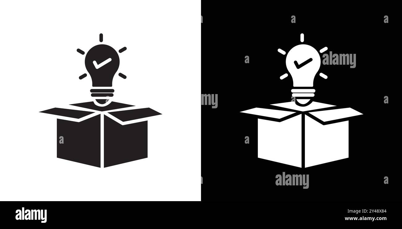 Think out of box idea icon Black line art vector in black and white ...