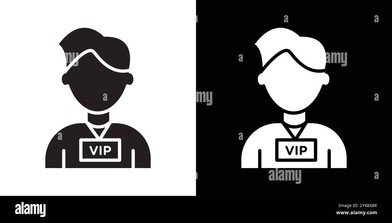vip person icon Black line art vector in black and white outline set ...