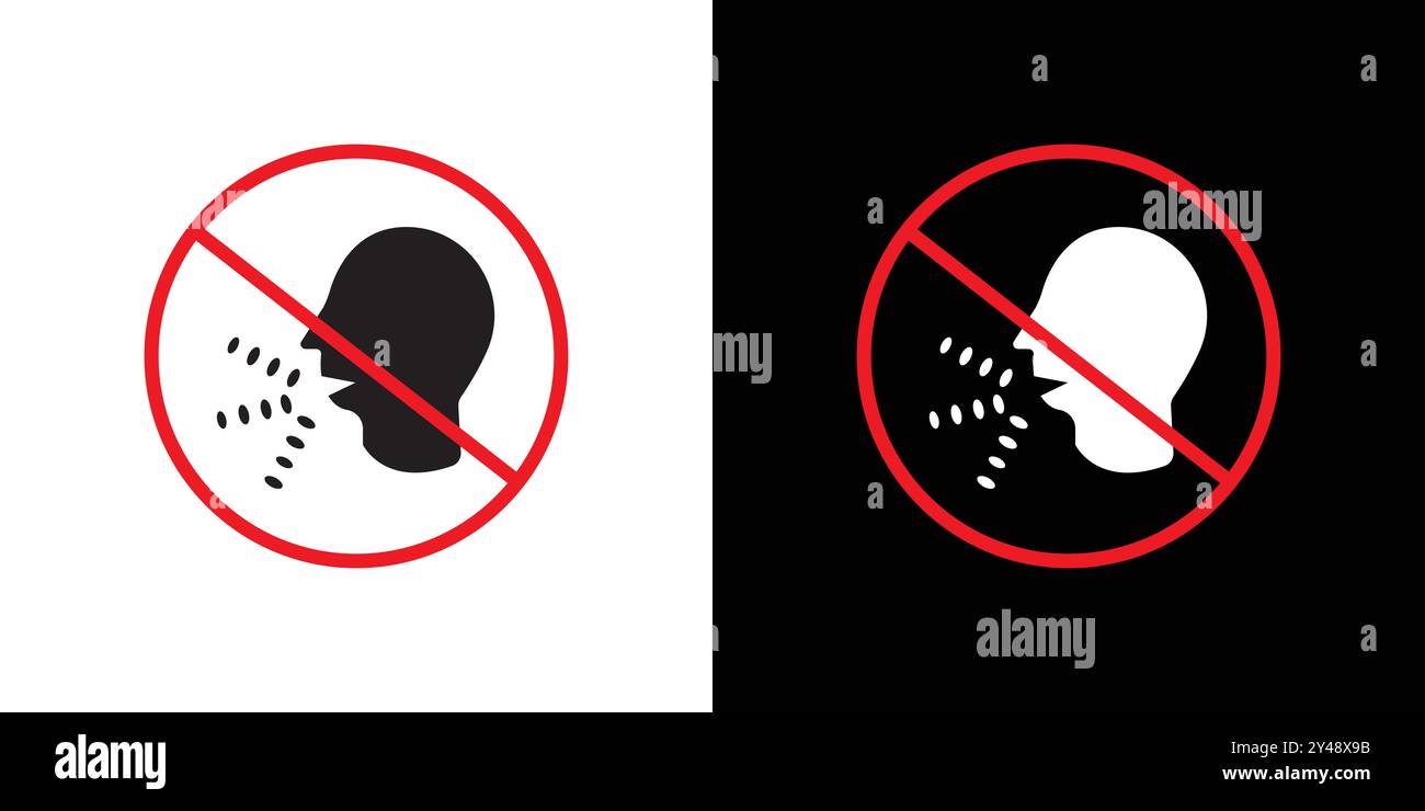 No Cough icon Black line art vector in black and white outline set ...