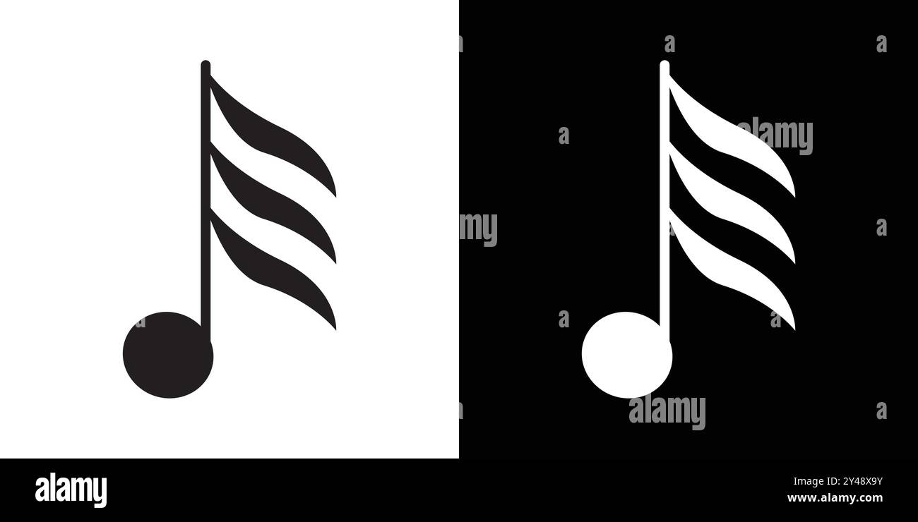 semiquaver note icon Black line art vector in black and white outline ...