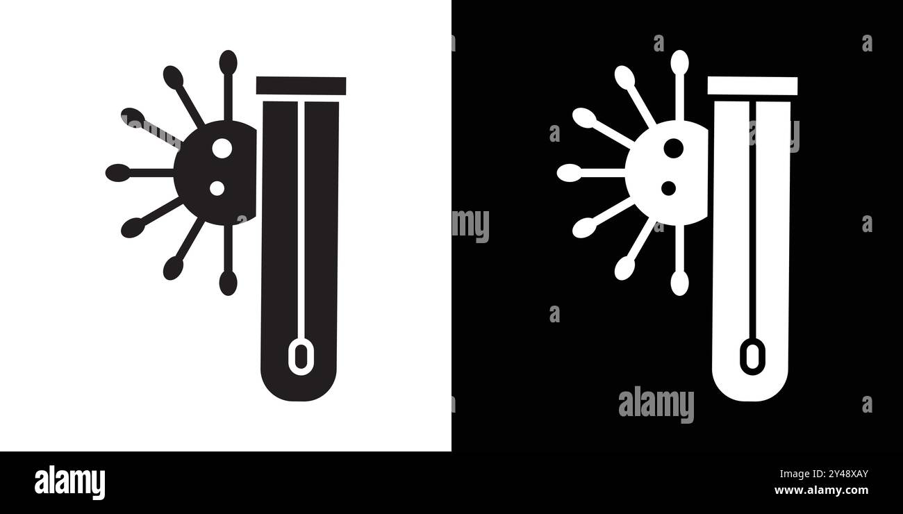 PCR test icon Black line art vector in black and white outline set ...