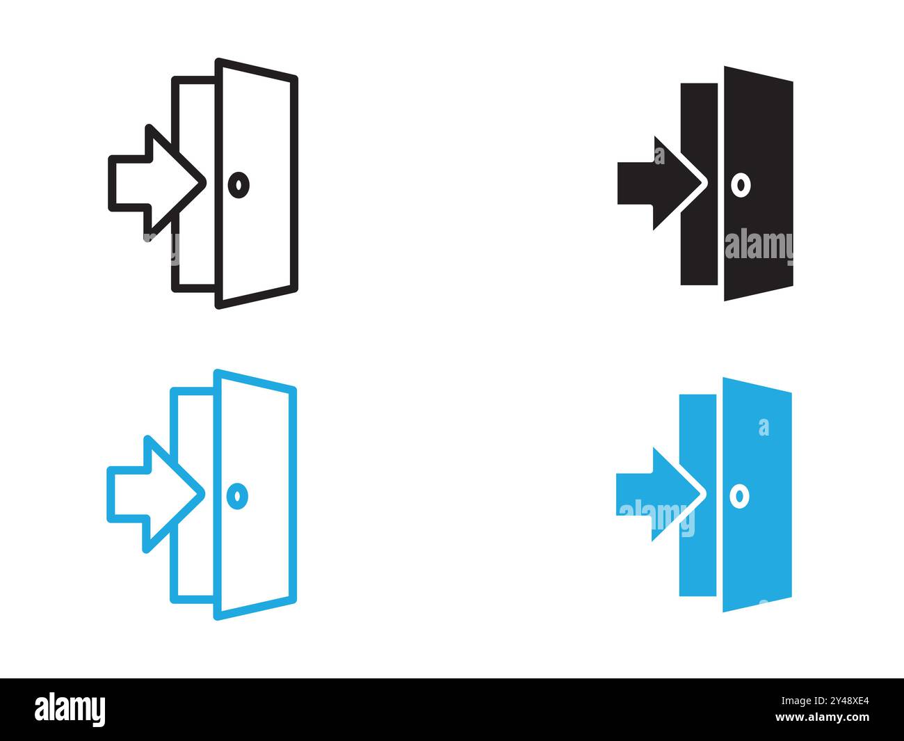 Entrance door icon vector line logo mark or symbol set collection ...