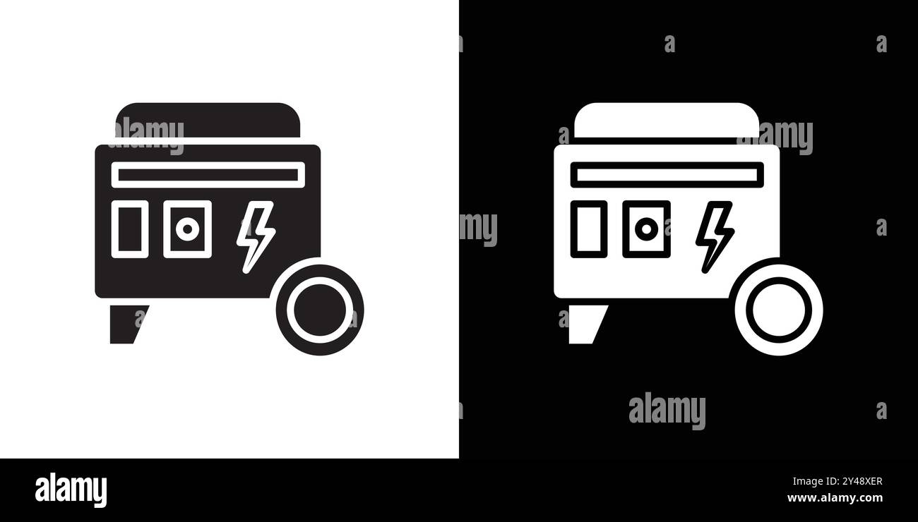 Portable power generator icon Black line art vector in black and white ...