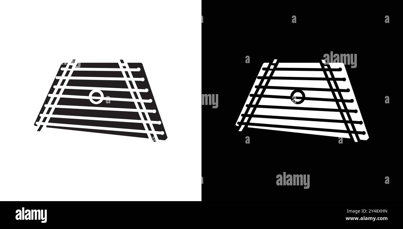 zither icon Black line art vector in black and white outline set ...
